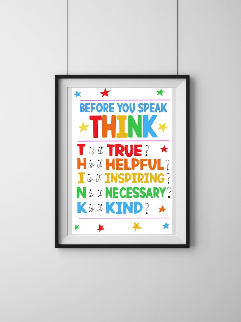 THINK Before You Speak Print - INSTANT DOWNLOAD / Teacher Poster ...