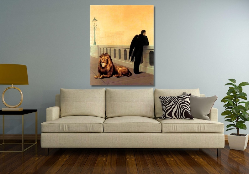 Lion and Man by René Magritte Art, Rene Magrite Rolled Print, Magritte ...