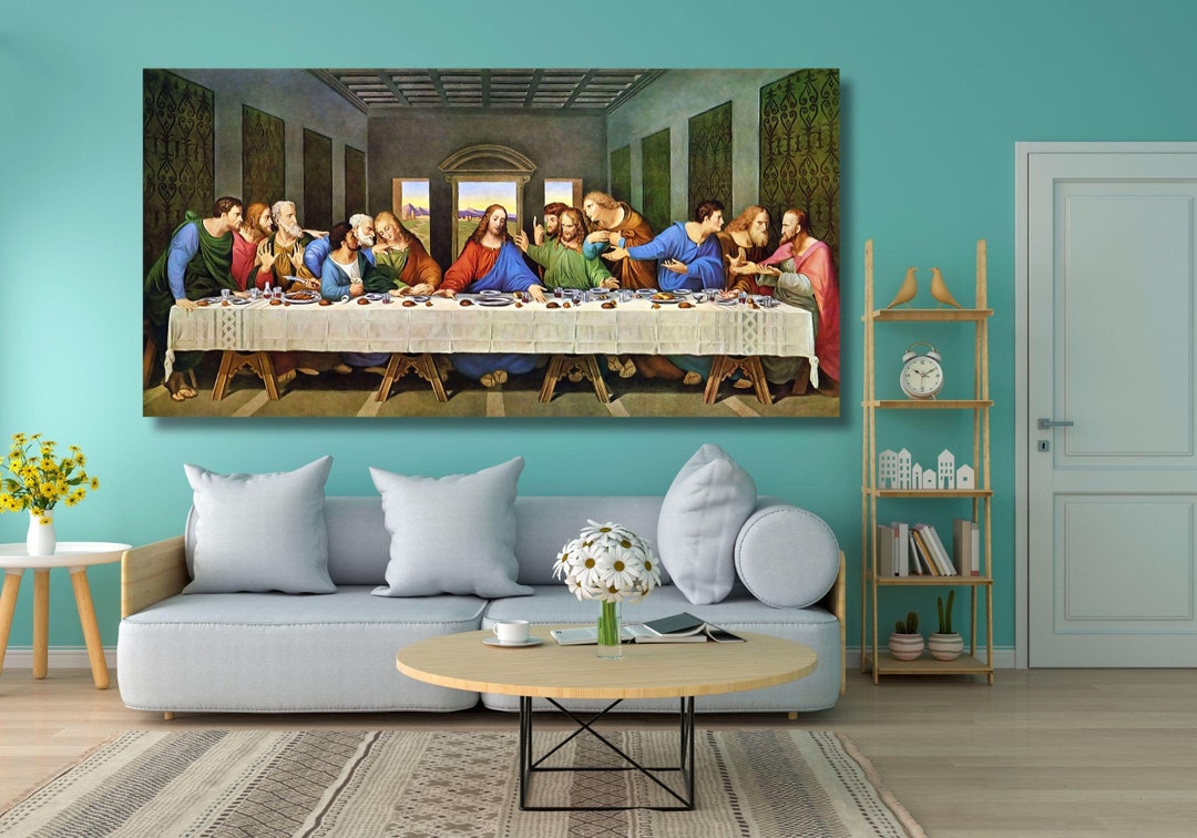La última cena de Leonardo Da Vinci, mesa famosa, arte mural de la ...