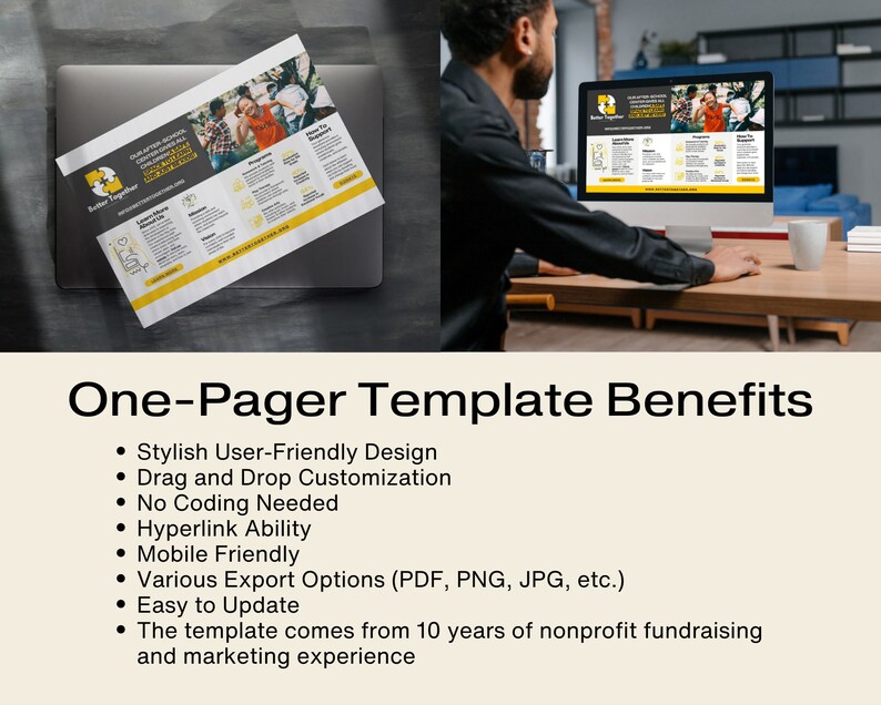 16:9 One-pager Nonprofit Overview, Easy Canva Design Template. Use as a ...