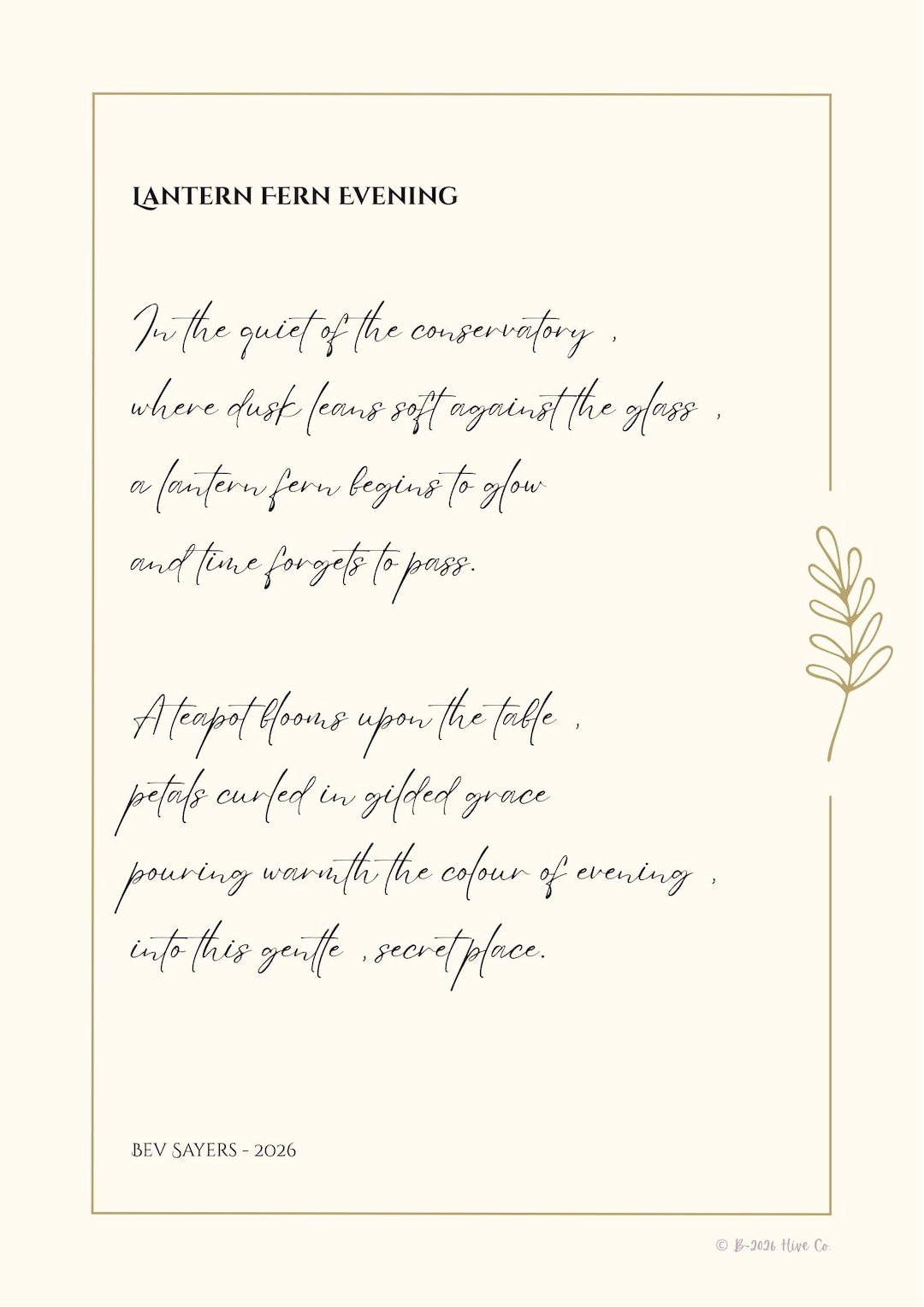 Art Nouveau Botanical Poem – Lantern Fern Evening Digital Print - Etsy