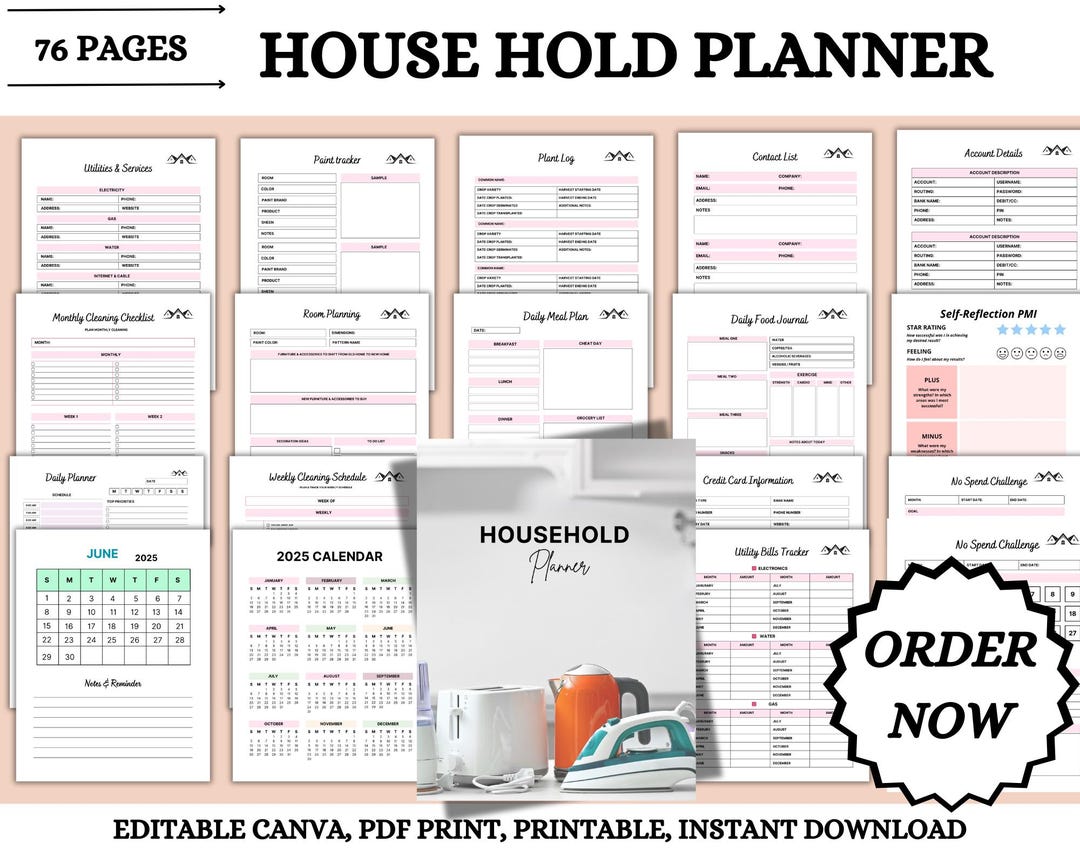 Printable Household Planner for Efficient Home Management, Fast Selling ...