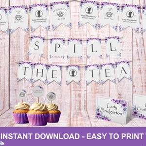 Bridgerton Party Printable Bundle Elegant & Customizable Name Banners ...