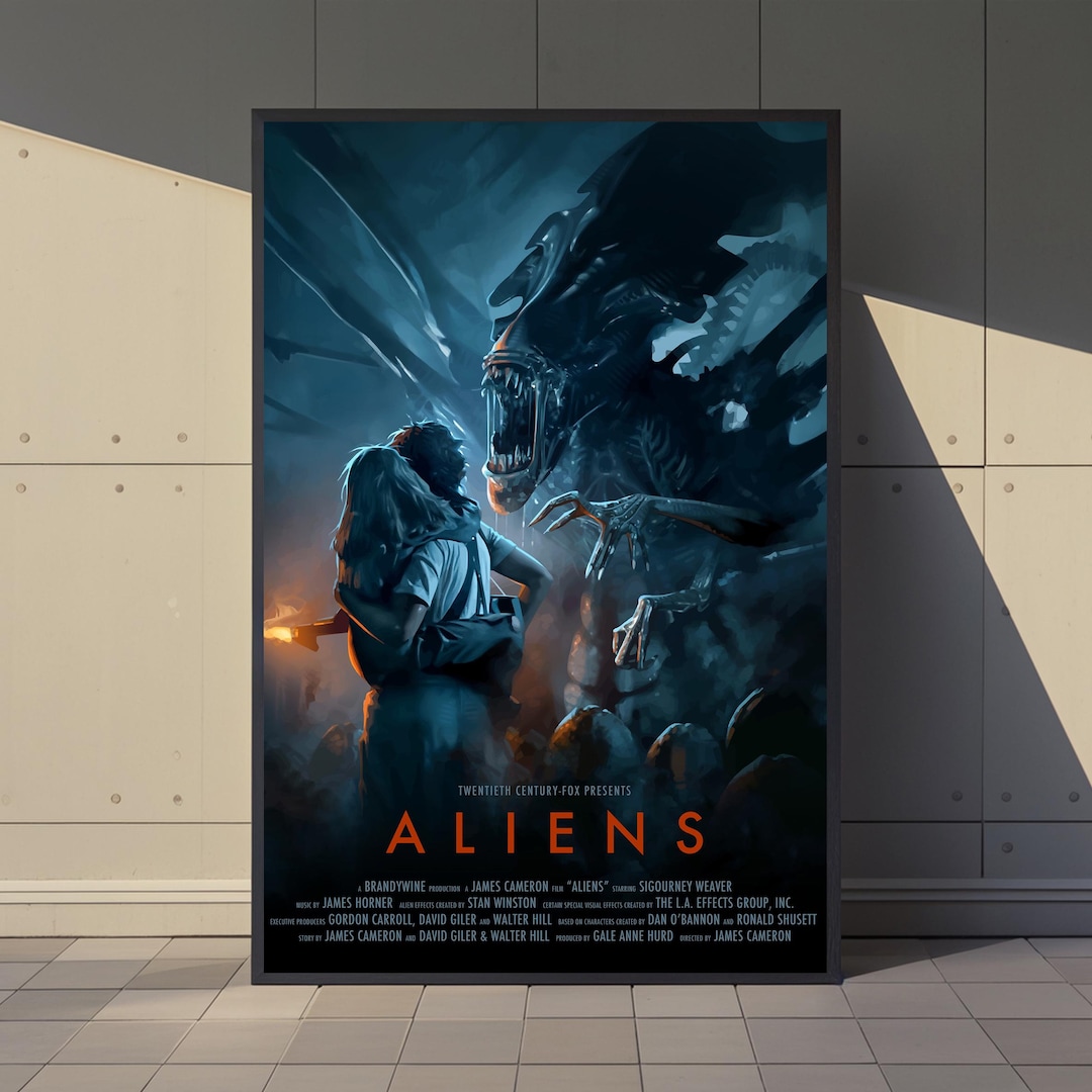 Aliens 1986 Movie Poster Perfect Gift Home Decor Wall Art Wooden Hanger ...