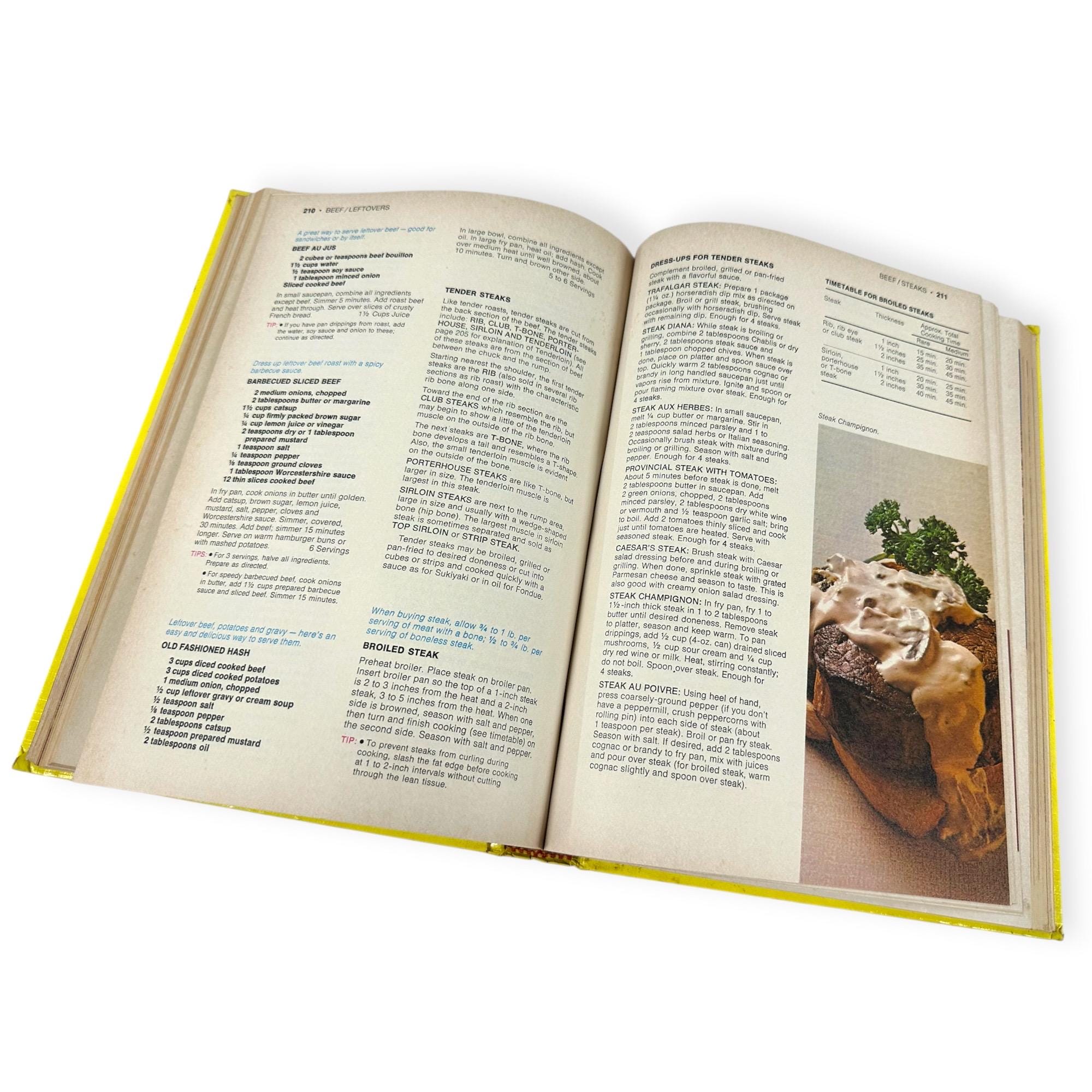 Vintage 1973 Pillsbury Family Cookbook Yellow Hardcover Vintage USA ...