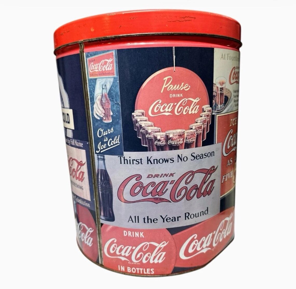 Vintage 1990s Coca-cola Tin Canister Advertising 5 Cent Coke ...