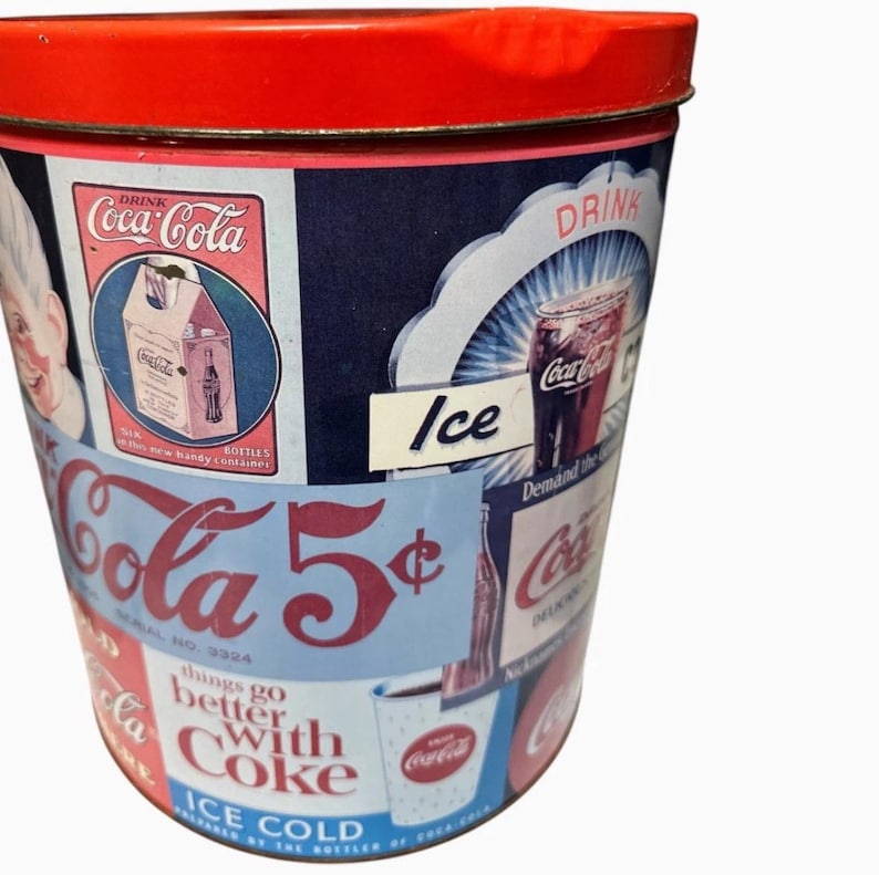 Vintage 1990s Coca-cola Tin Canister Advertising 5 Cent Coke ...
