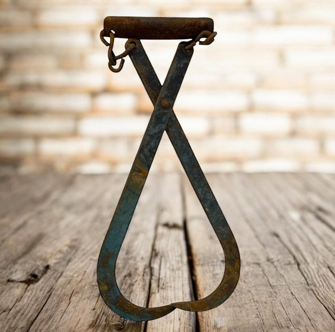 Antique Cast Iron Ice Tongs 13” Primitive Rustic Utility Tool Early ...