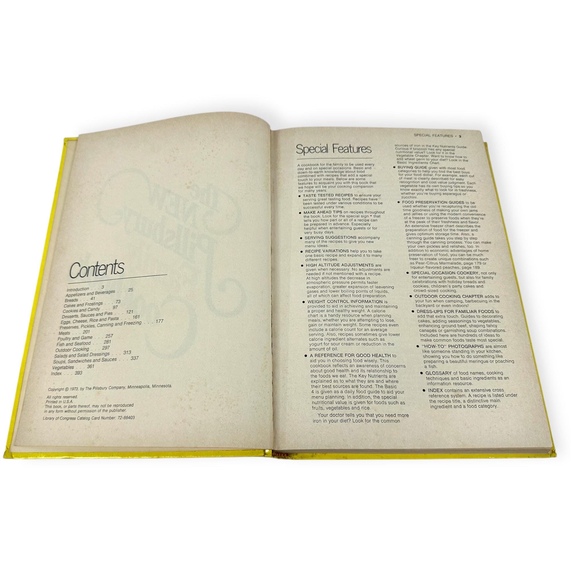 Vintage 1973 Pillsbury Family Cookbook Yellow Hardcover Vintage USA ...