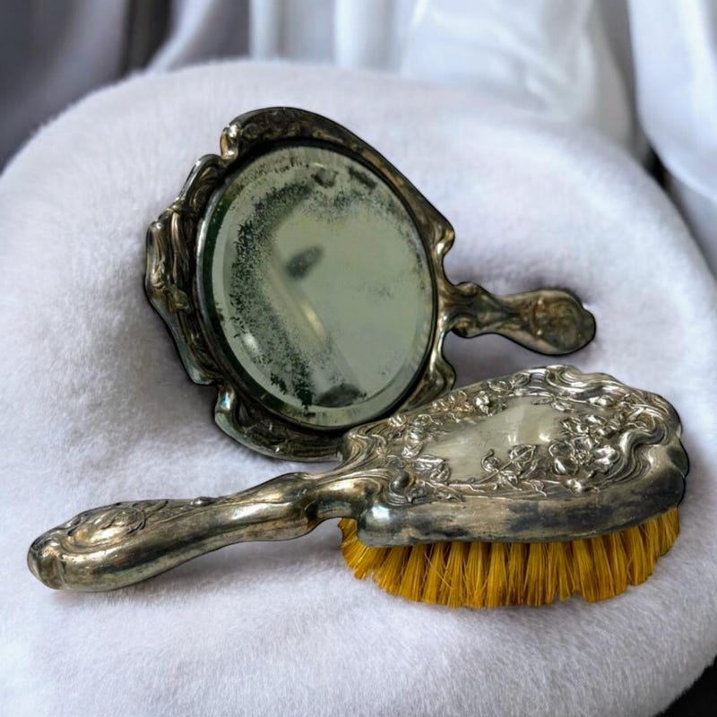 Silver Vanity Brush Set - Etsy