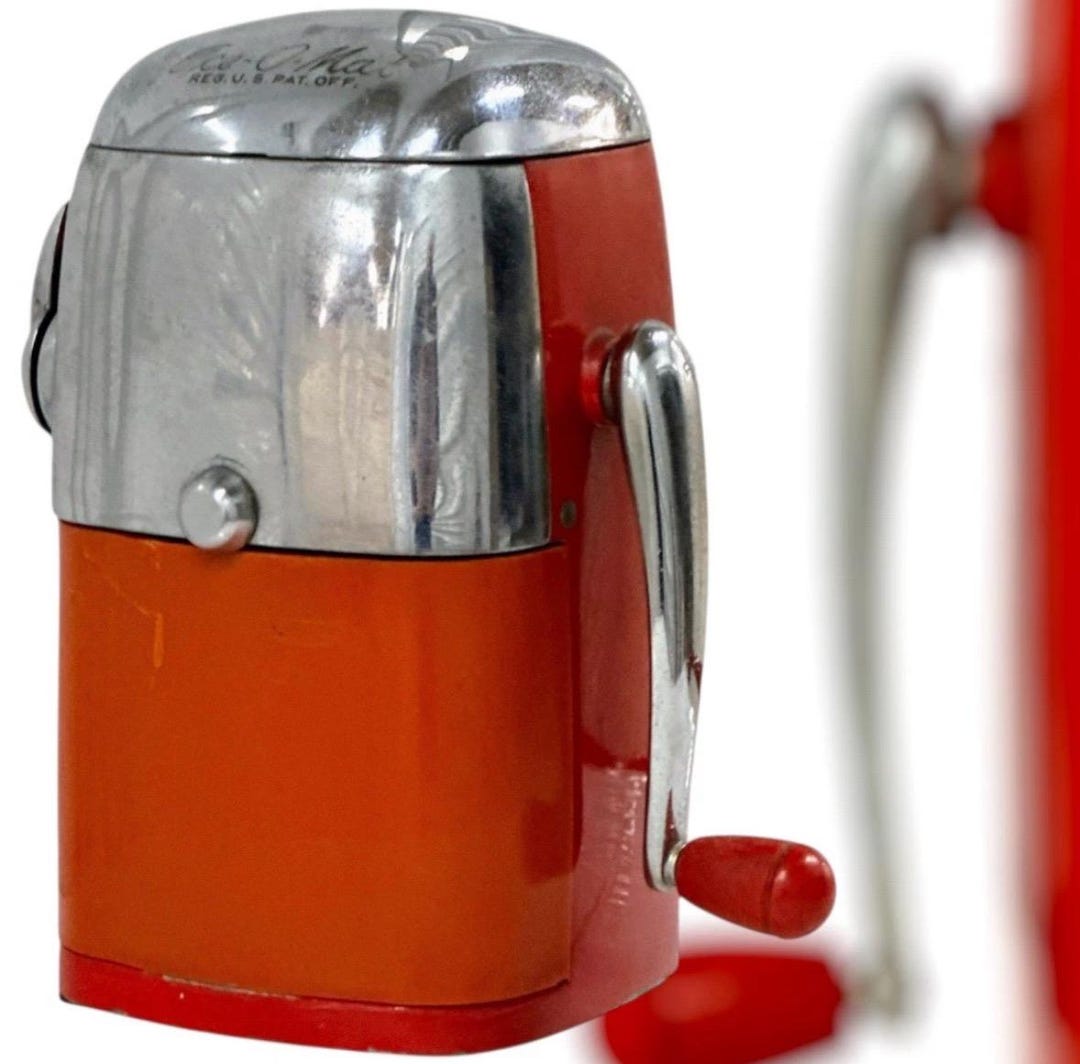 Vintage Rival Ice-o-mat Vogue Model 455 Red Chrome Hand Crank Ice ...