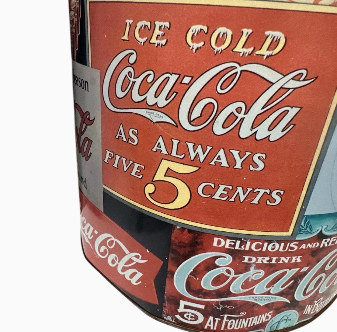 Vintage 1990s Coca-cola Tin Canister Advertising 5 Cent Coke ...