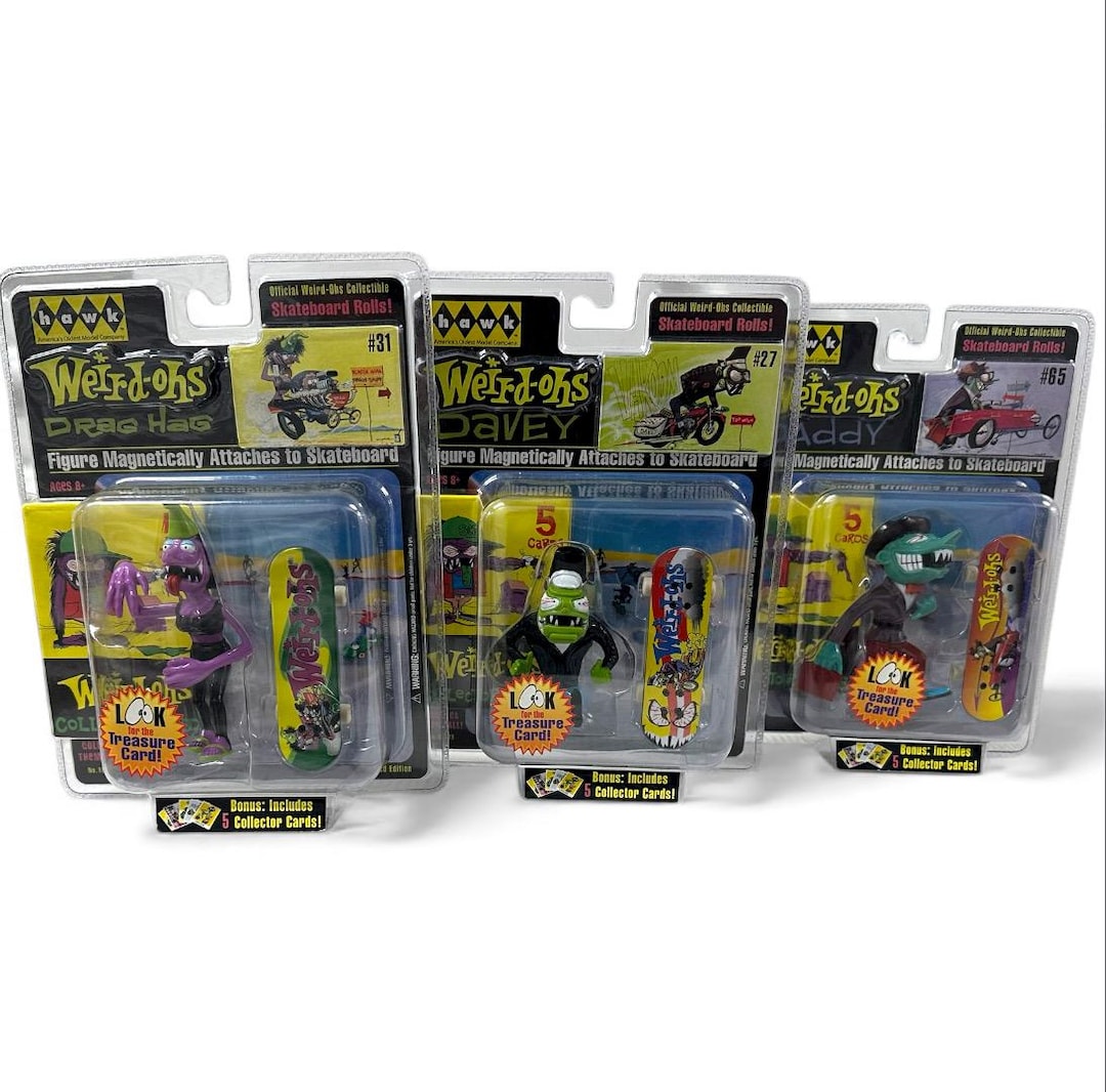 Vintage Hawk Weird-ohs Drag Hag, Davey & Daddy Skateboard Figures Set ...