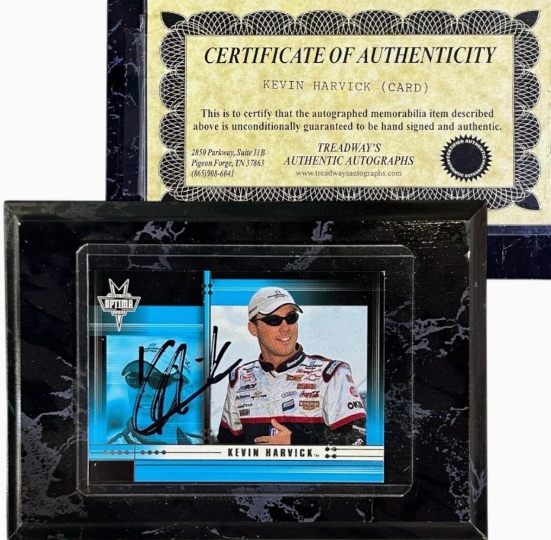 Kevin Harvick Signed 2002 Optima Racing Card W/ COA Autograph Plaque ...