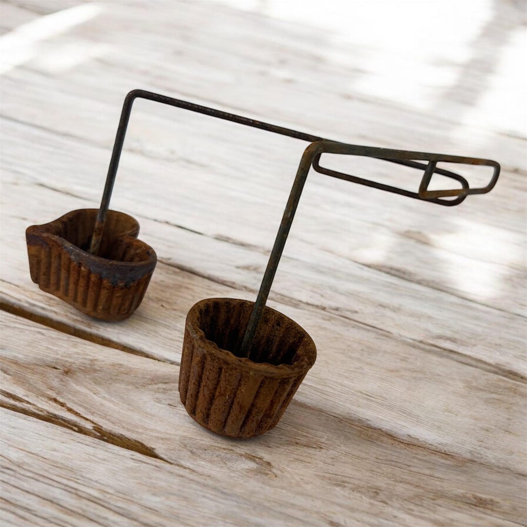 Vintage Cast Iron Rosette & Timbale Iron Set W Handle Scandinavian ...
