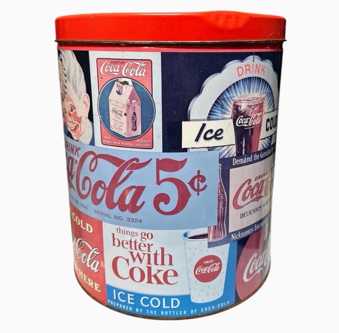 Vintage 1990s Coca-cola Tin Canister Advertising 5 Cent Coke ...