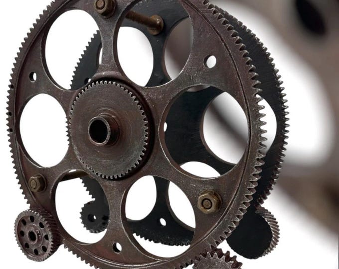 Vintage Industrial Style Cast Iron Steampunk Gear Wheel Bottle Wine ...