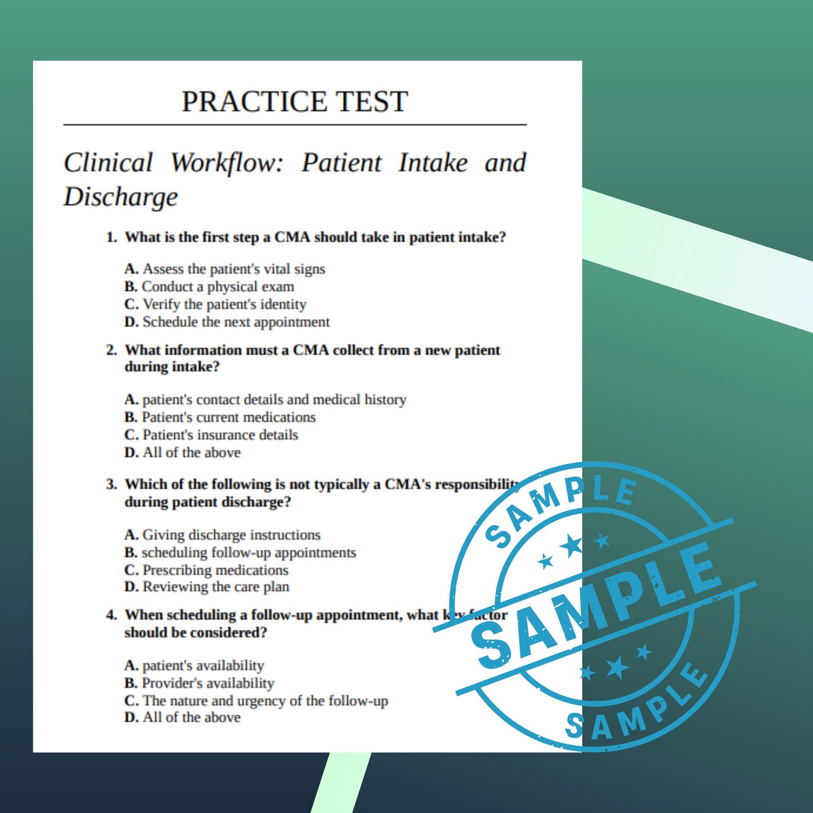 Medical Assistant Preparation, Nursing School Notes, CMA/RMA Exam ...