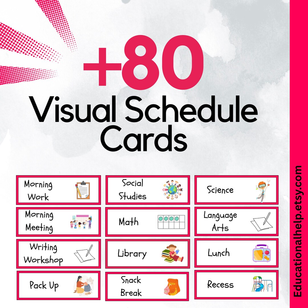 Classroom Visual Schedule Cards: Daily Routine Organizer Home Schooling ...