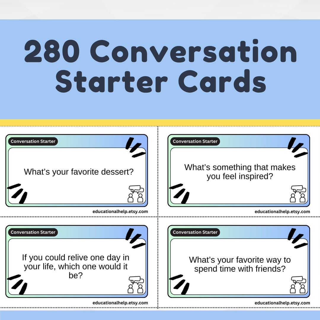 280 ESL Icebreaker Conversation Starter Cards | Printable Table Talk ...