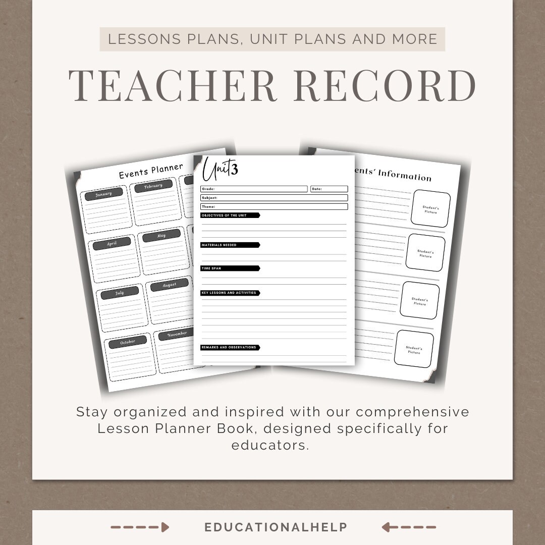 Lessons Record Book, Unit Plan BUNDLE, Lessons Plan, Teacher Copybook ...
