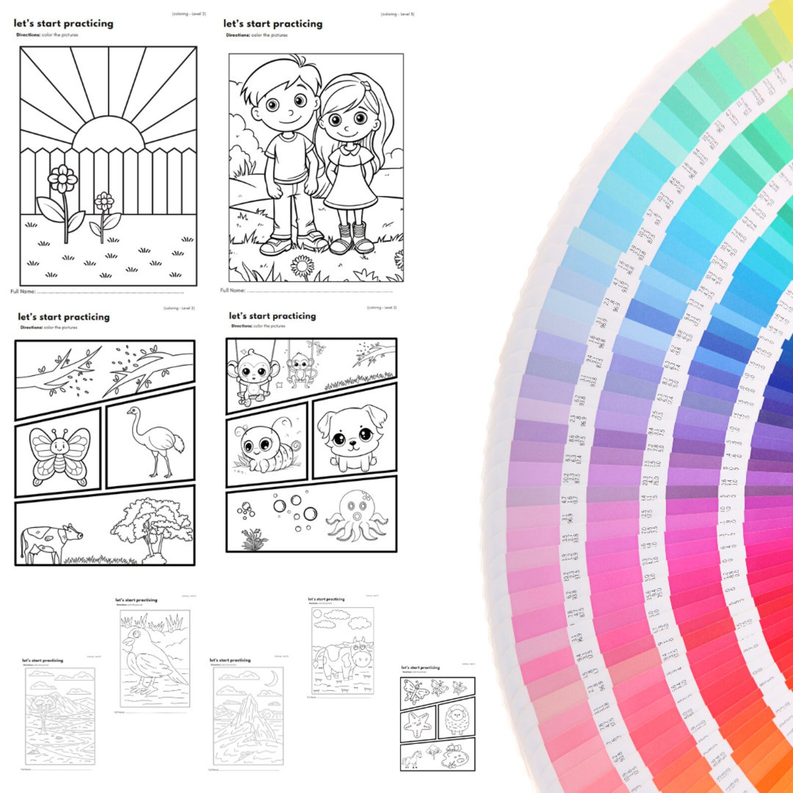 100 Coloring and Tracing Pages / Bundle Color Colour Kindergarten ...