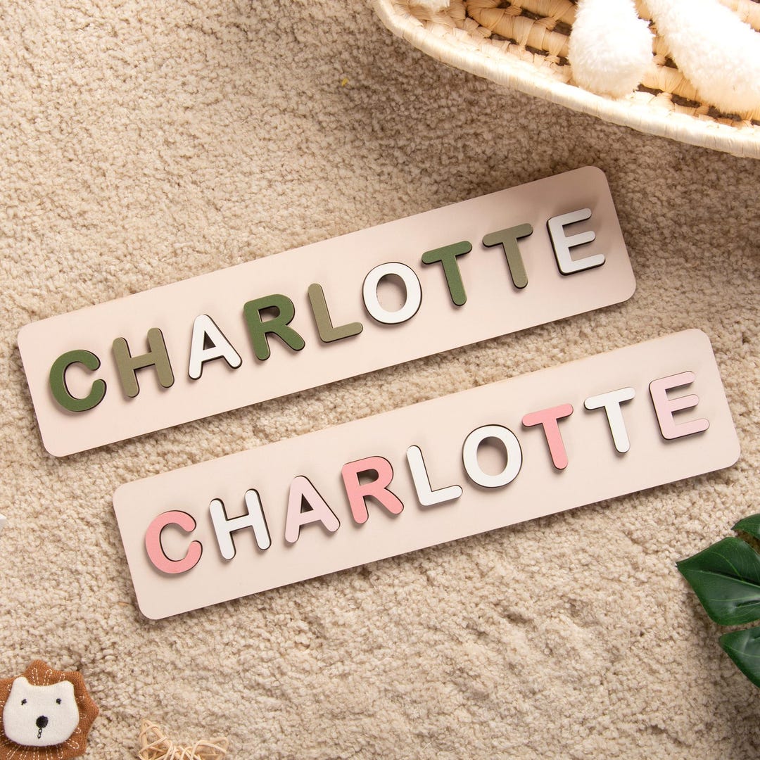 Custom Wooden Name Puzzle With Pegs, 1st Birthday Gift, Baby's First ...