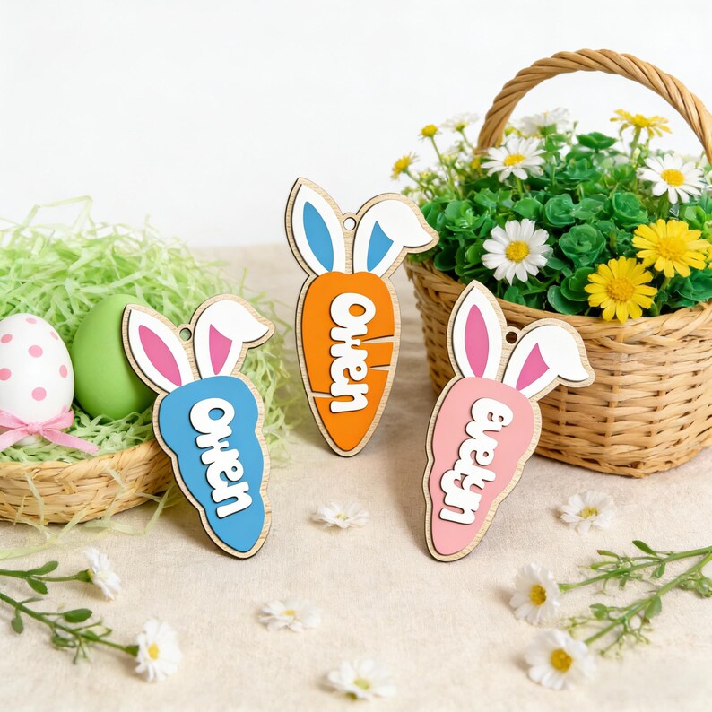 Personalized Carrot Easter Basket Tags, Easter Bunny Tag, Custom ...