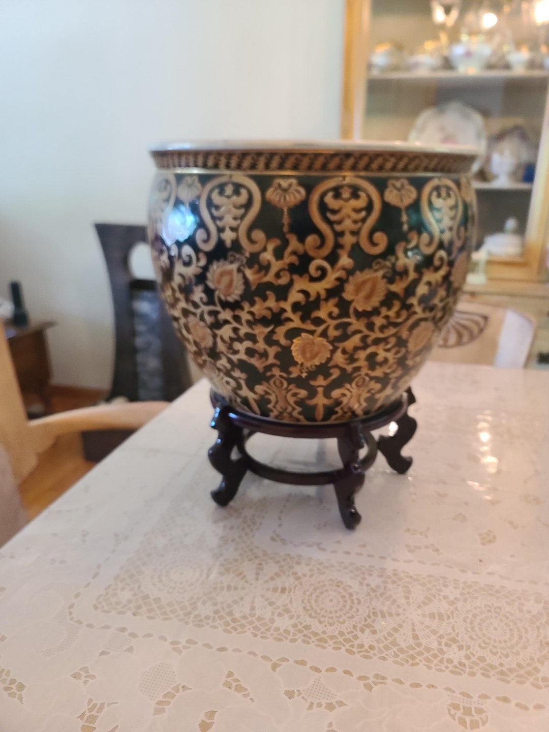 Vintage Chinese Koi Fish Vase Polychrome & Gilded Porcelain With Rose ...