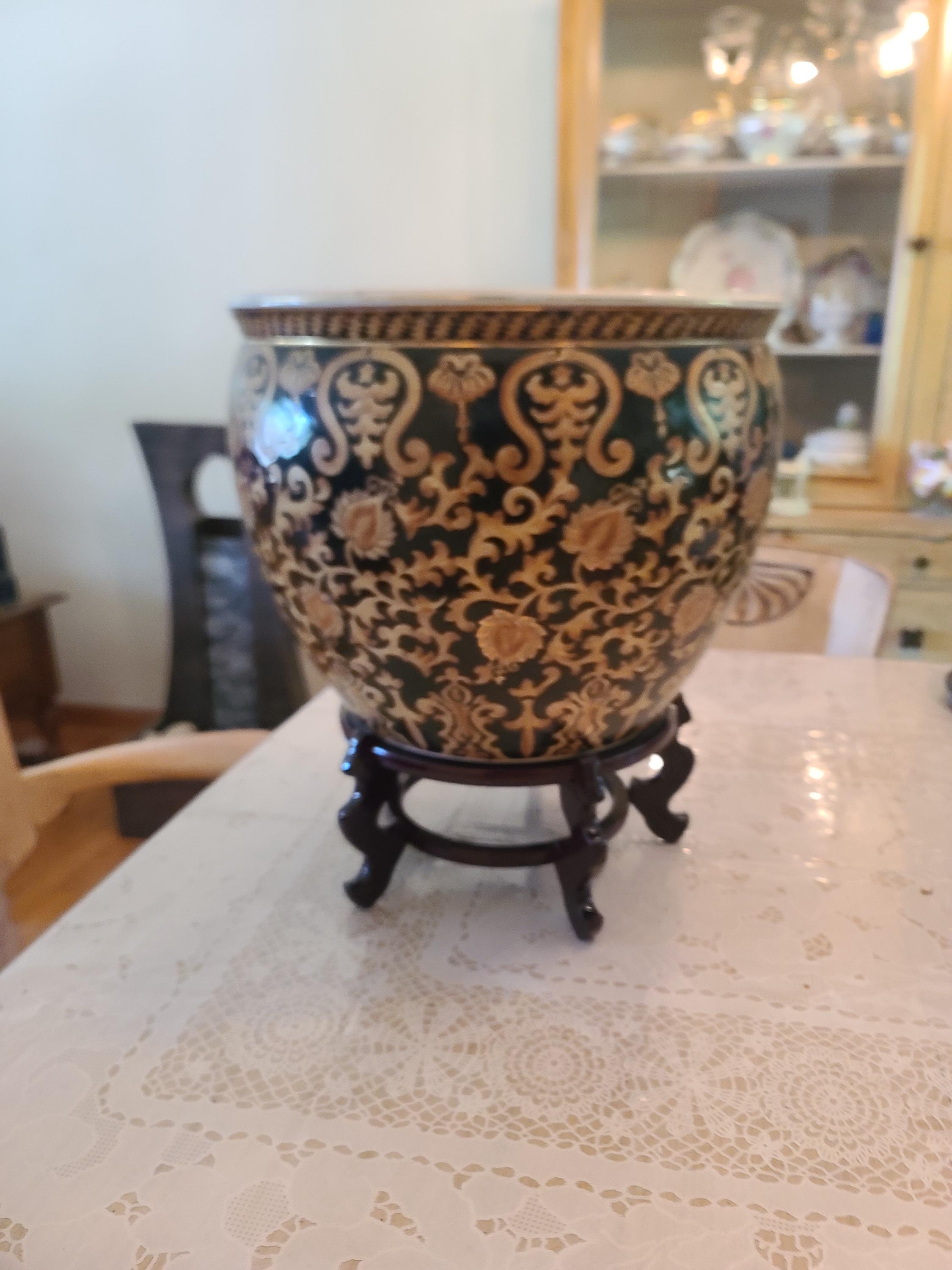 Vintage Chinese Koi Fish Vase Polychrome & Gilded Porcelain With Rose ...