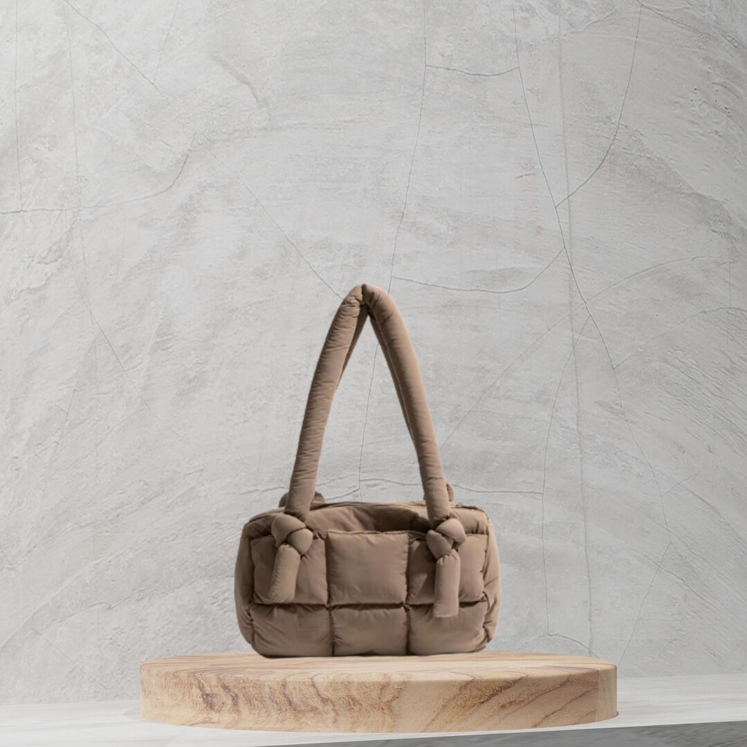 Mini Puffer Bag,little Puff Nylon Bag, Black Tote Bag and Wool Bonnet ...