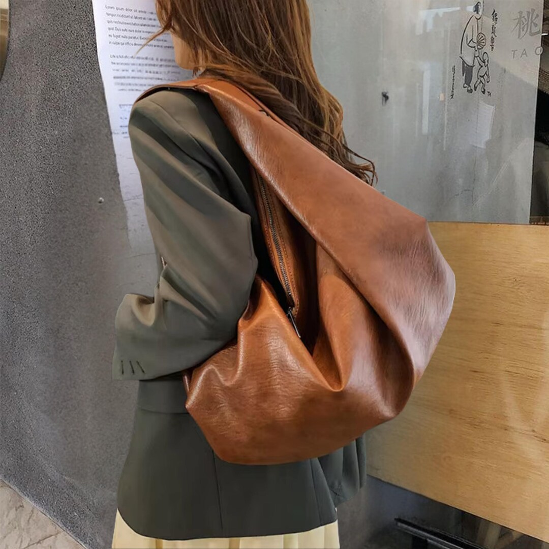 Oversized Bohemian Leather Hobo Shopper: Slouchy Everyday Handbag for ...