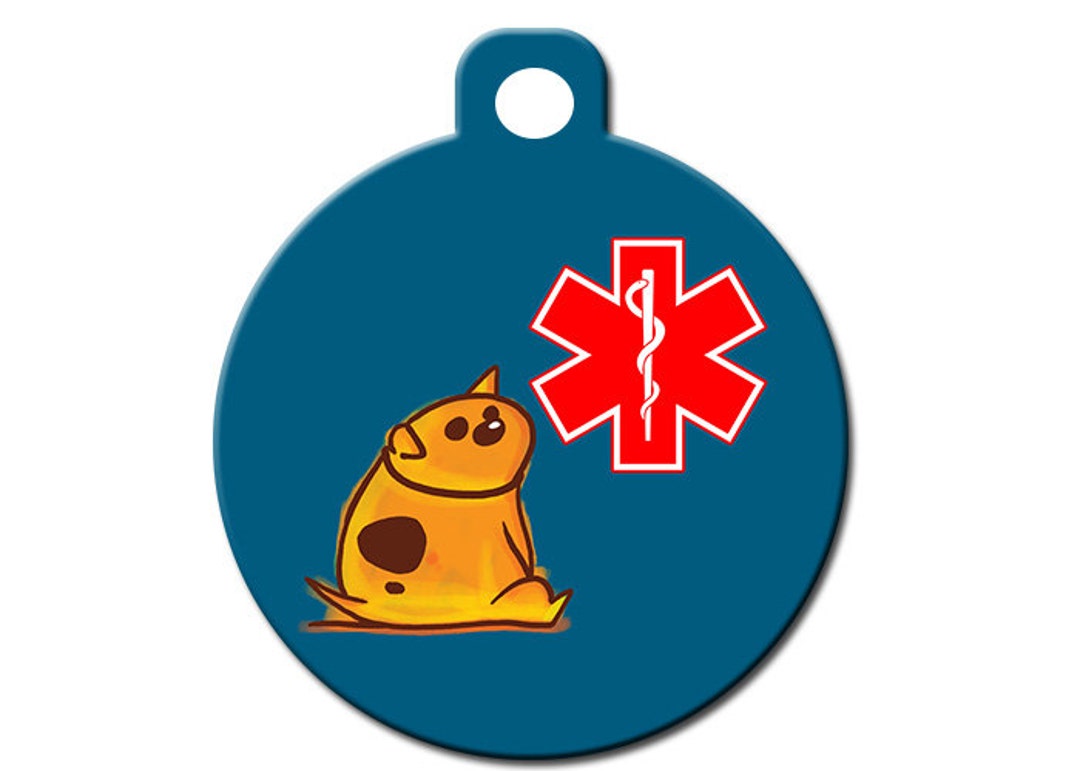 Medical Alert Custom Pet ID Tag - Cute Puppy - on the Front, Your ...