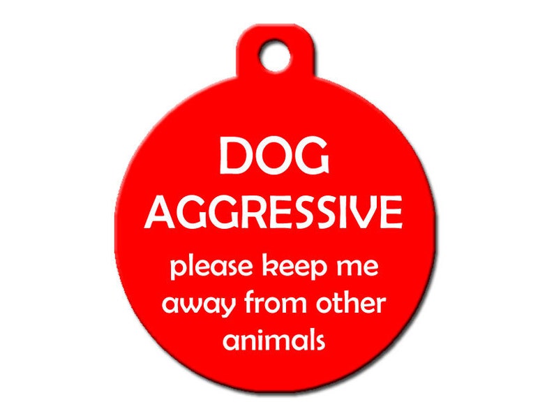 Alert Custom Pet ID Tag Dog Aggressive on the Front Your - Etsy
