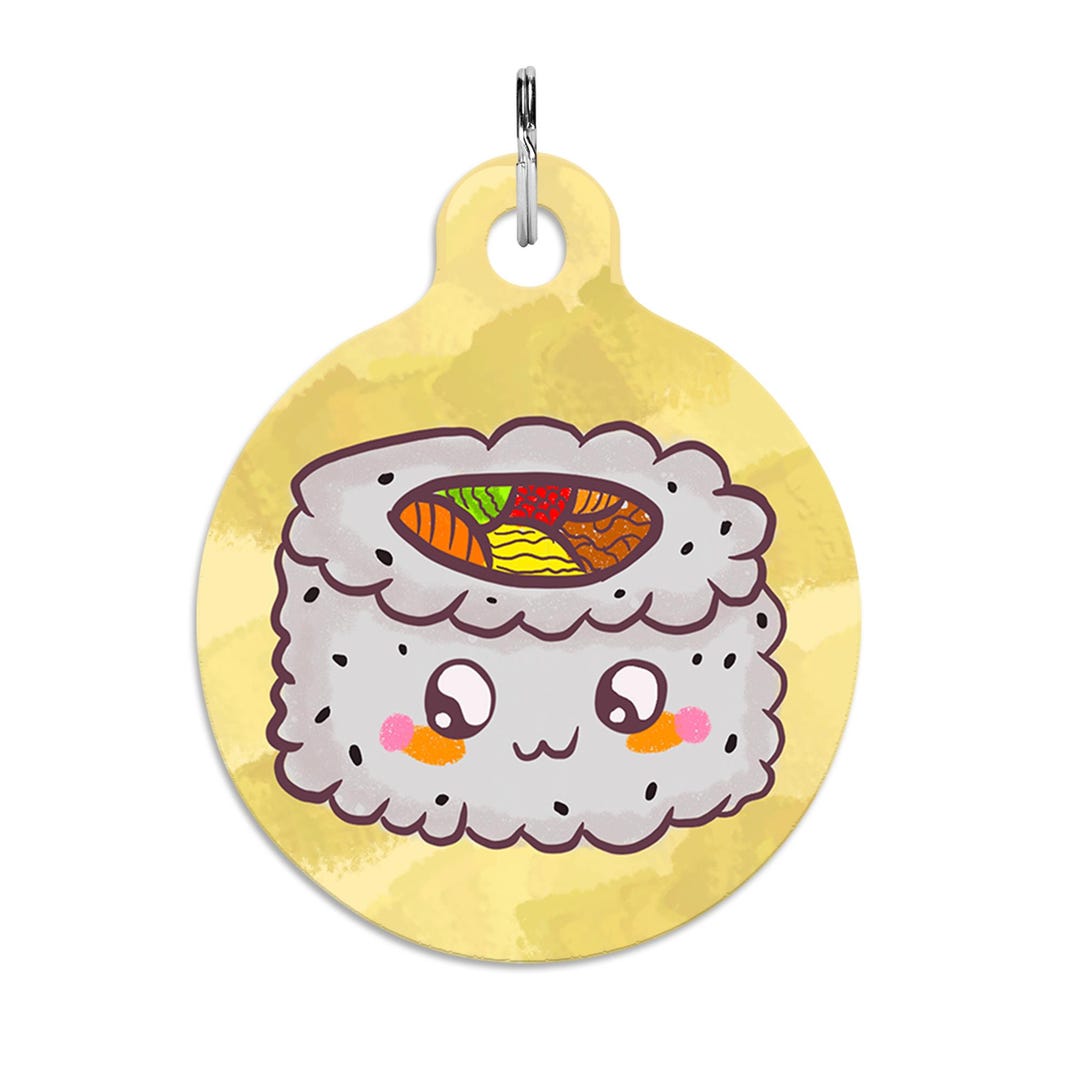 Custom Pet ID Tag - Sushi - on the Front, Your Contact Info on the Back ...