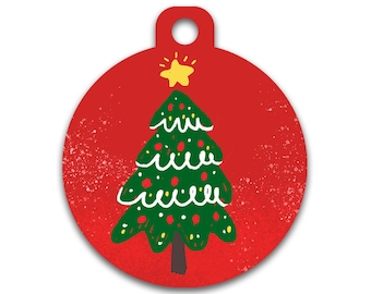 Christmas Dog Cat Pet ID Tag - Holiday Dog Bone - Contact Info on the ...