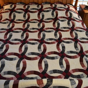 Handmade and Hand Quilted Amish Double Wedding Ring 106"x 116" - Etsy