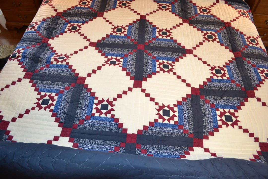 Handmade and Hand Quilted Amish Dutch Star Trellis 106"x 114" - Etsy