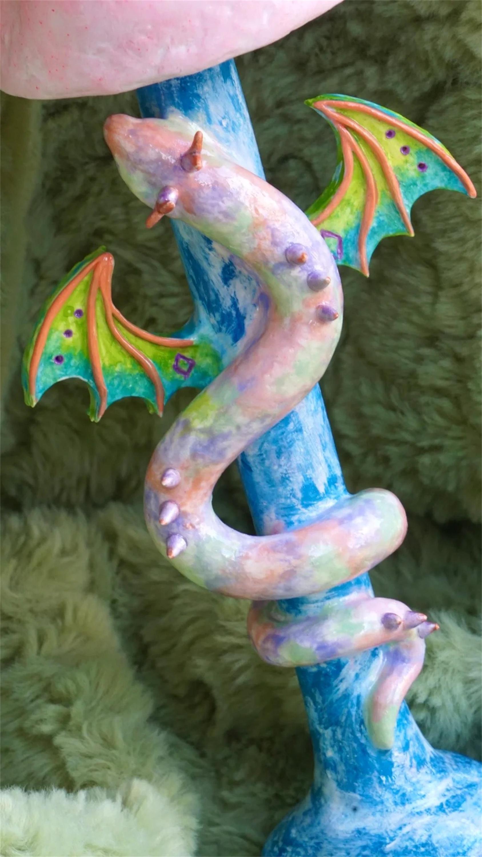 Hand-painted Colorful Dragon Candle Holder, Handmade Stoneware Clay ...