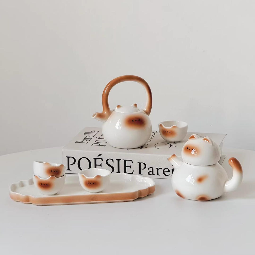 Siamese Cat Teapot Set, Ceramic Teacup Set, Housewarming Gift - Etsy