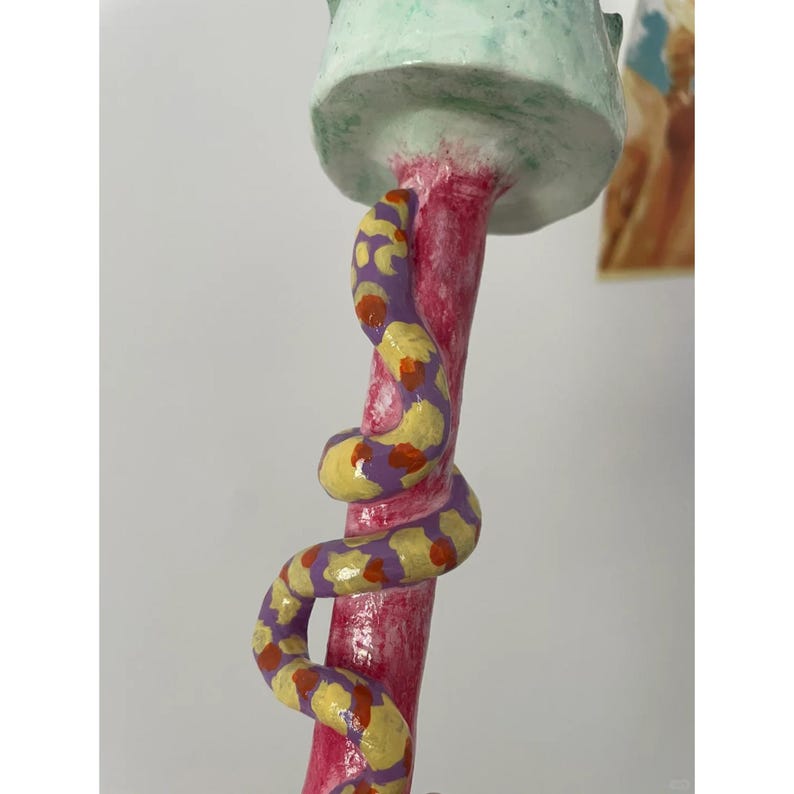 Candelabro de serpiente hecho a mano, cerámica con lunares, forma de ...