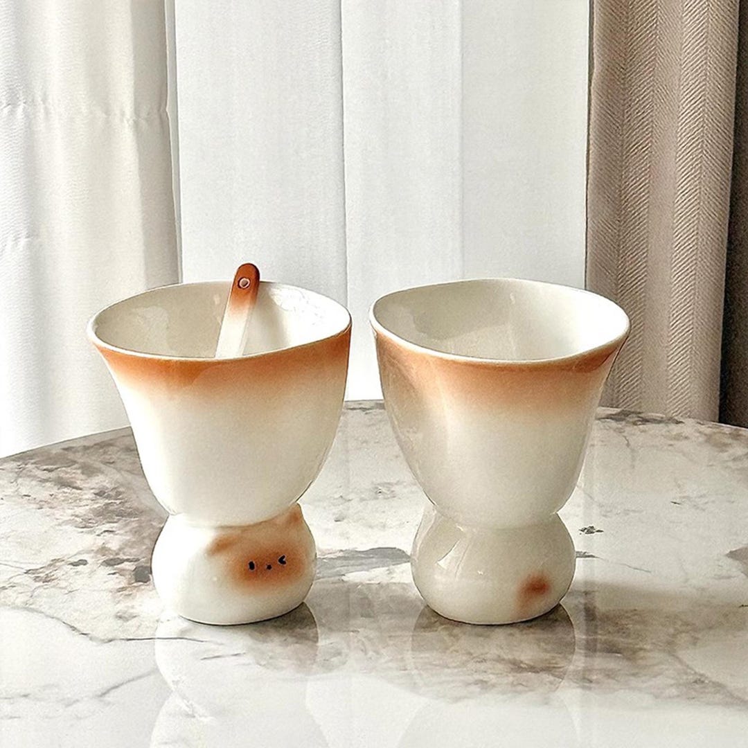 Handmade Siamese Cat Ceramic Cup, High-foot Coffee Mug - Etsy