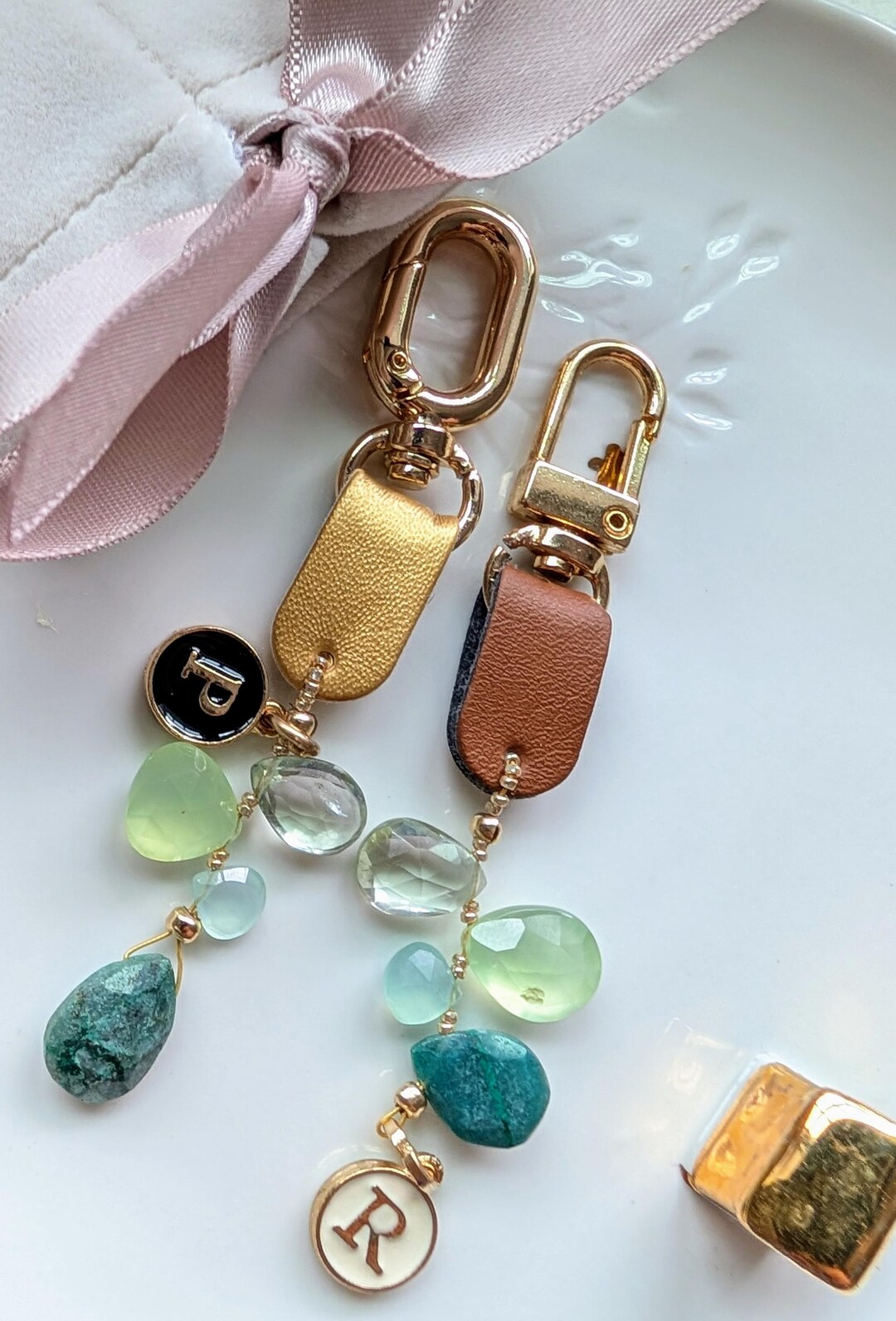 Emerald Gemstone Keychain Teacher Appreciation Gift Handmade Jewelry ...