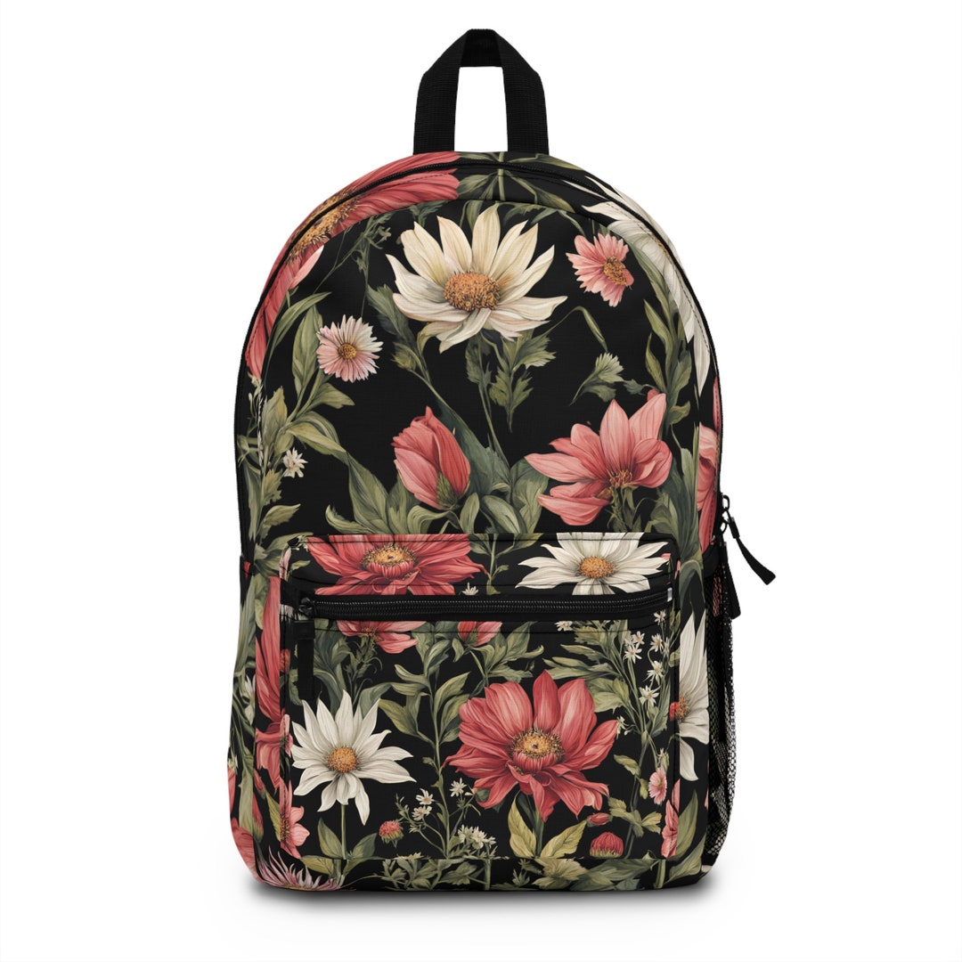 Botanical Backpack, Wildflower Pattern Rucksack, Floral Print Bag, Nature Lover Gift, Flower ...