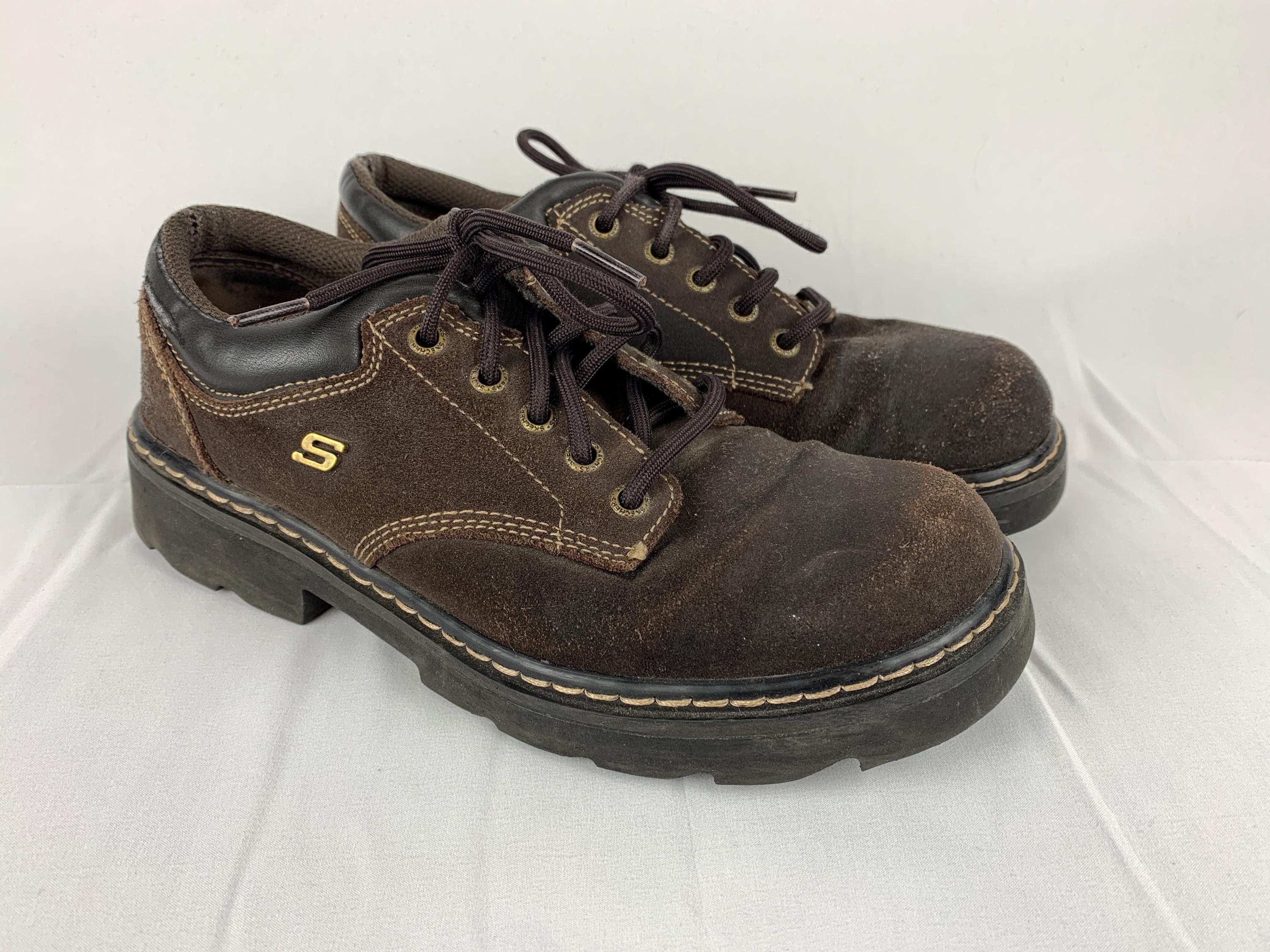 Vintage Brown Suede Leather Chunky Sketchers Shoes, Size 8.5 - Etsy