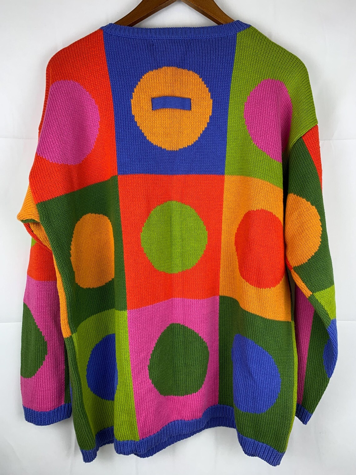 Vintage KIKIT Maurice Sasson Rainbow Colorblock Geometric Circle Knit ...