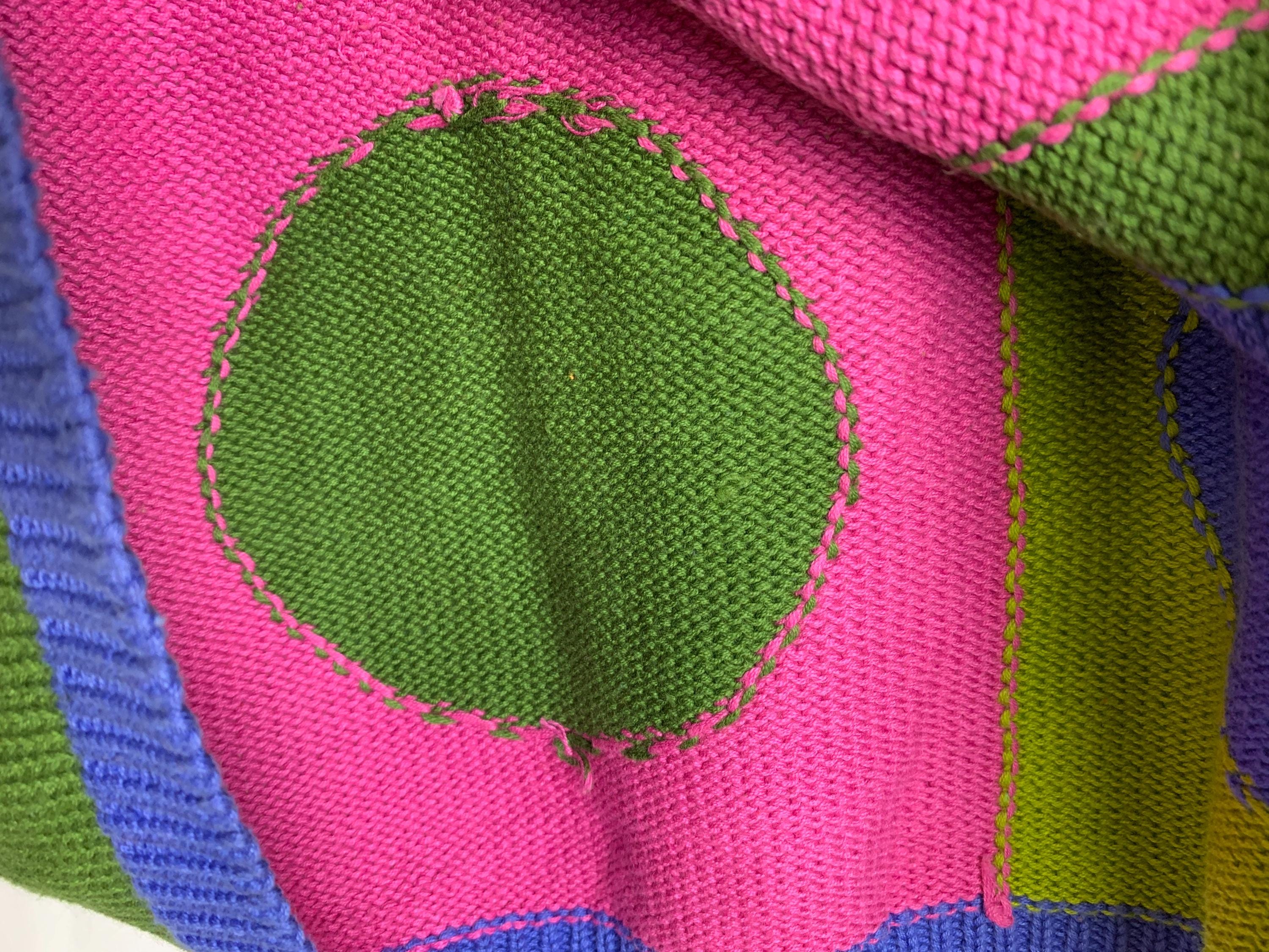 Vintage KIKIT Maurice Sasson Rainbow Colorblock Geometric Circle Knit ...