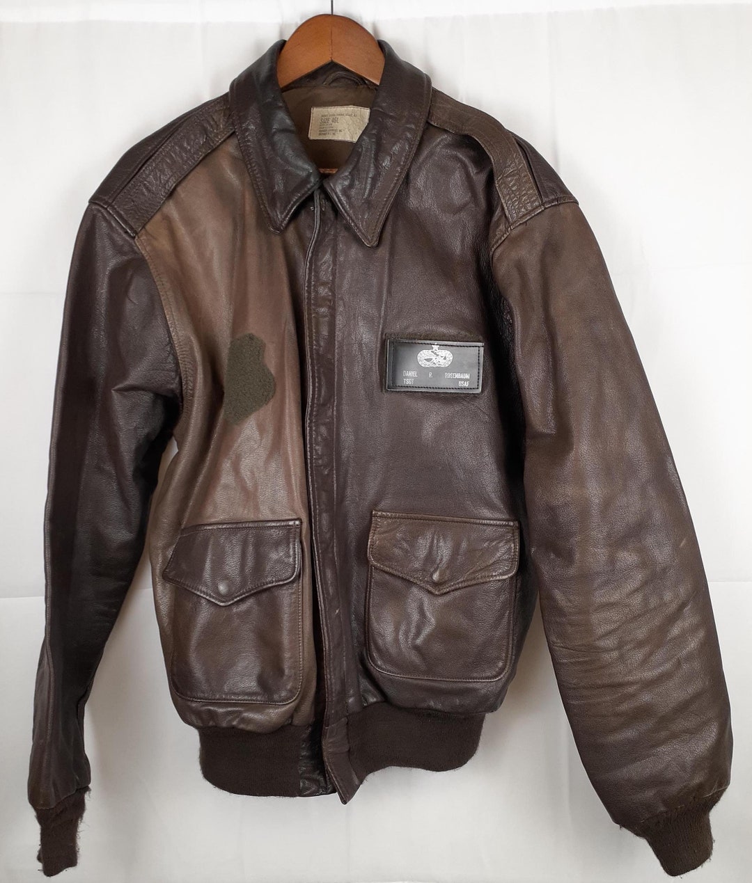 Men's Vintage Air Force A-2 Leather Bomber Jacket by Branded Garments, Inc., Size 46L - Etsy