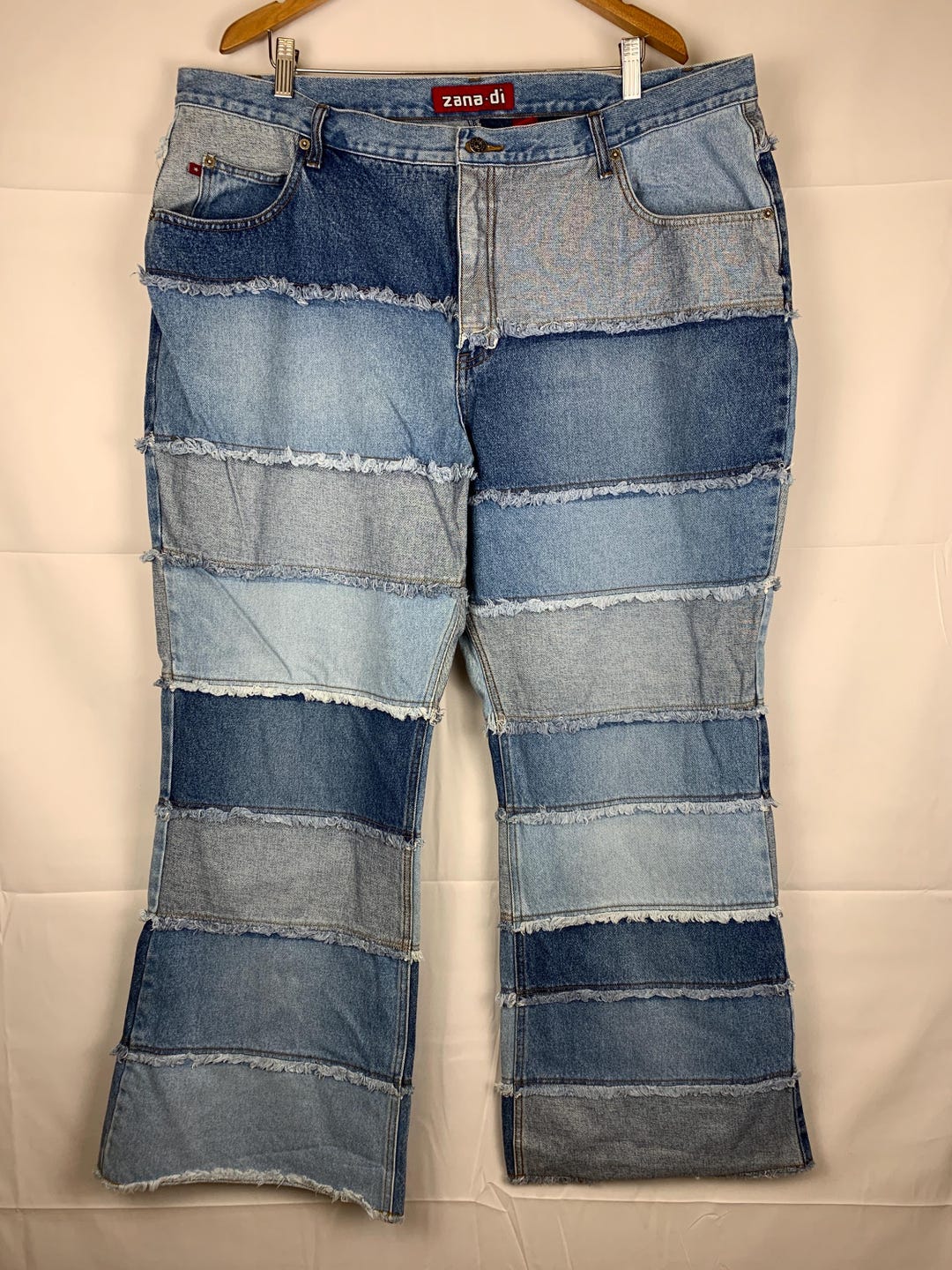 Y2K Zana-di Patchwork Jeans, Size 24 - Etsy
