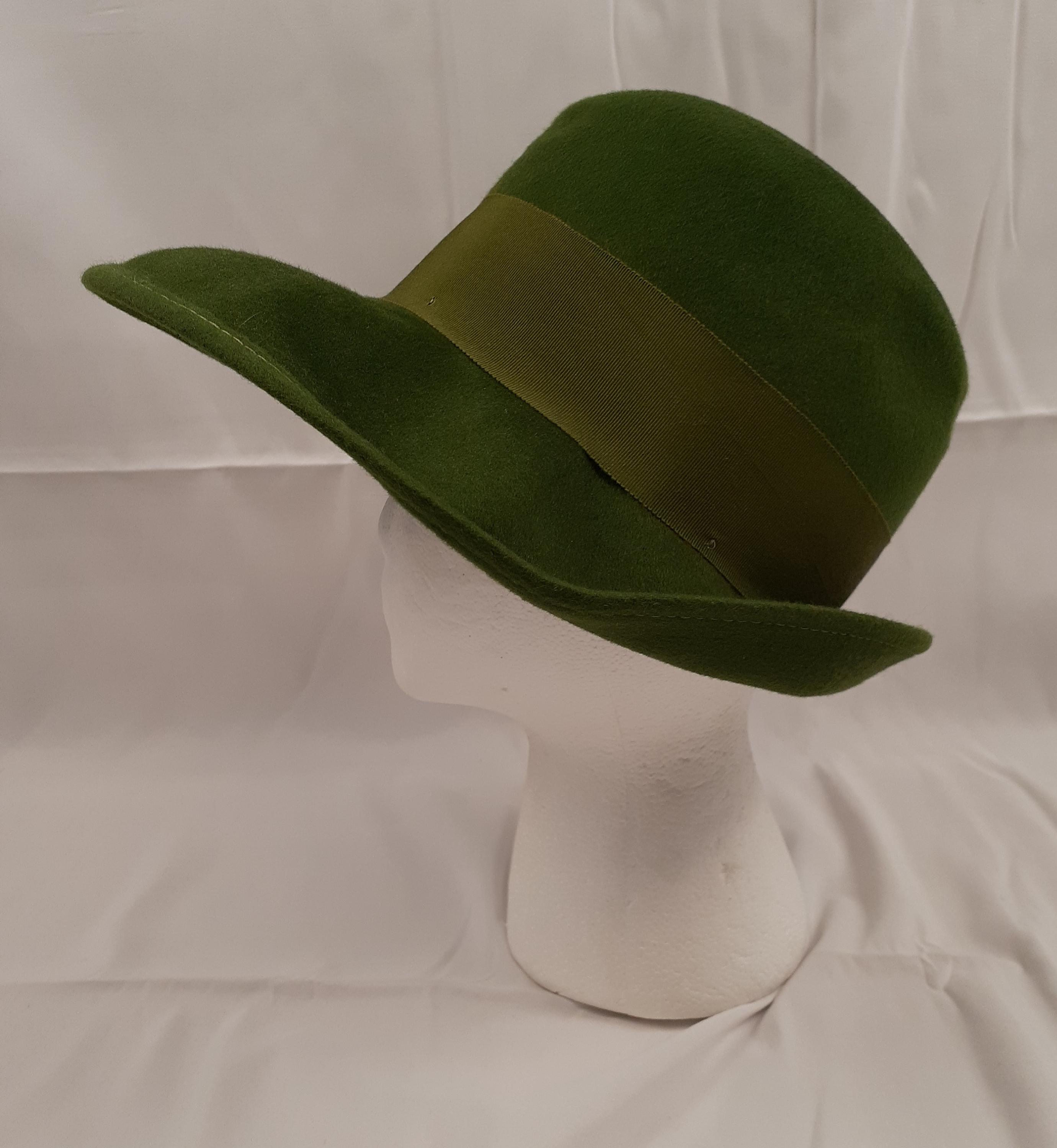 Vintage Green Women's 100% Wool Wide-brimmed Hat - Etsy